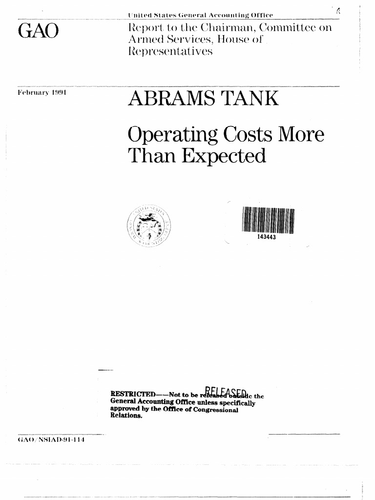 Abrams Tank - Operating Costs More Than Expected | PDF | Tanks | United ...