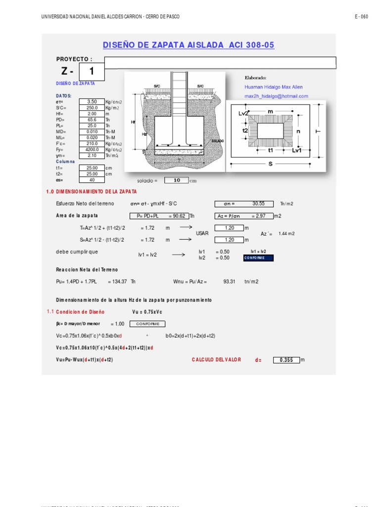 Zapata para Columna de 25 X 25 PDF | PDF