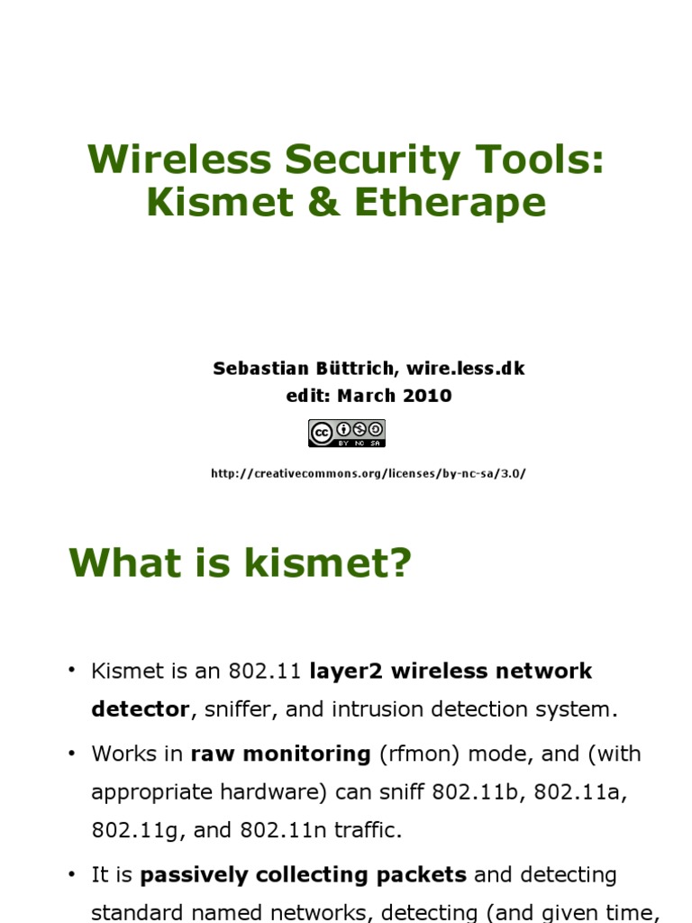Wireless Security Tools - Kismet & Etherape | PDF | Wireless Lan | Wireless Networking