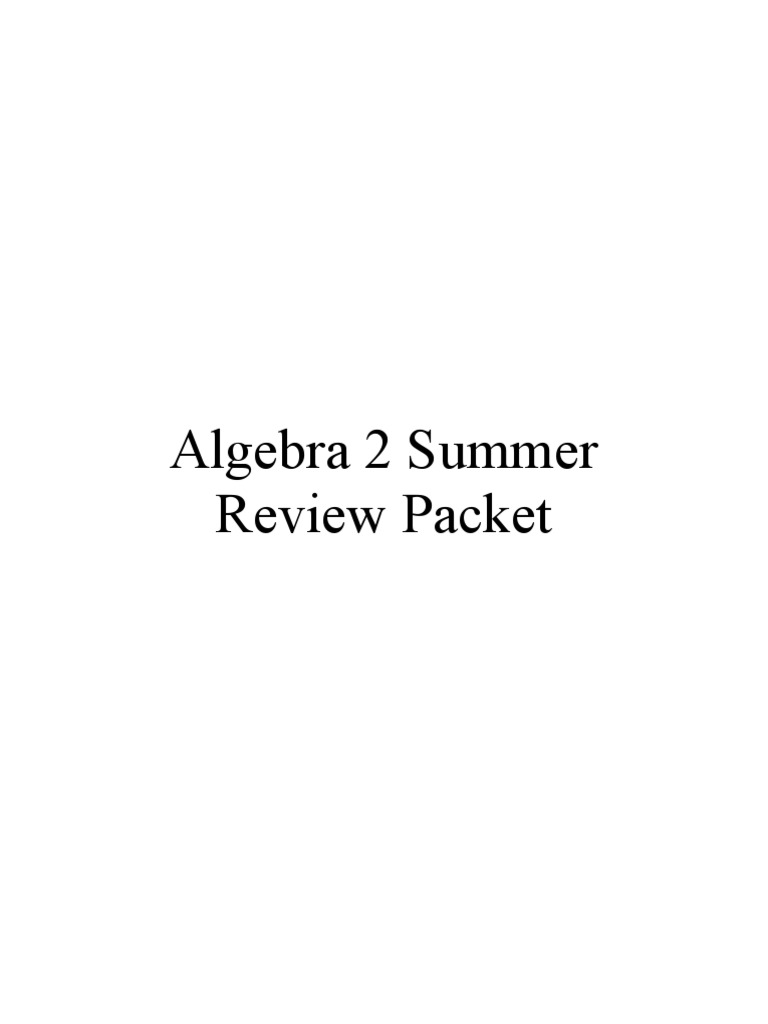 Algebra Review Packet | PDF | Quadratic Equation | Factorization