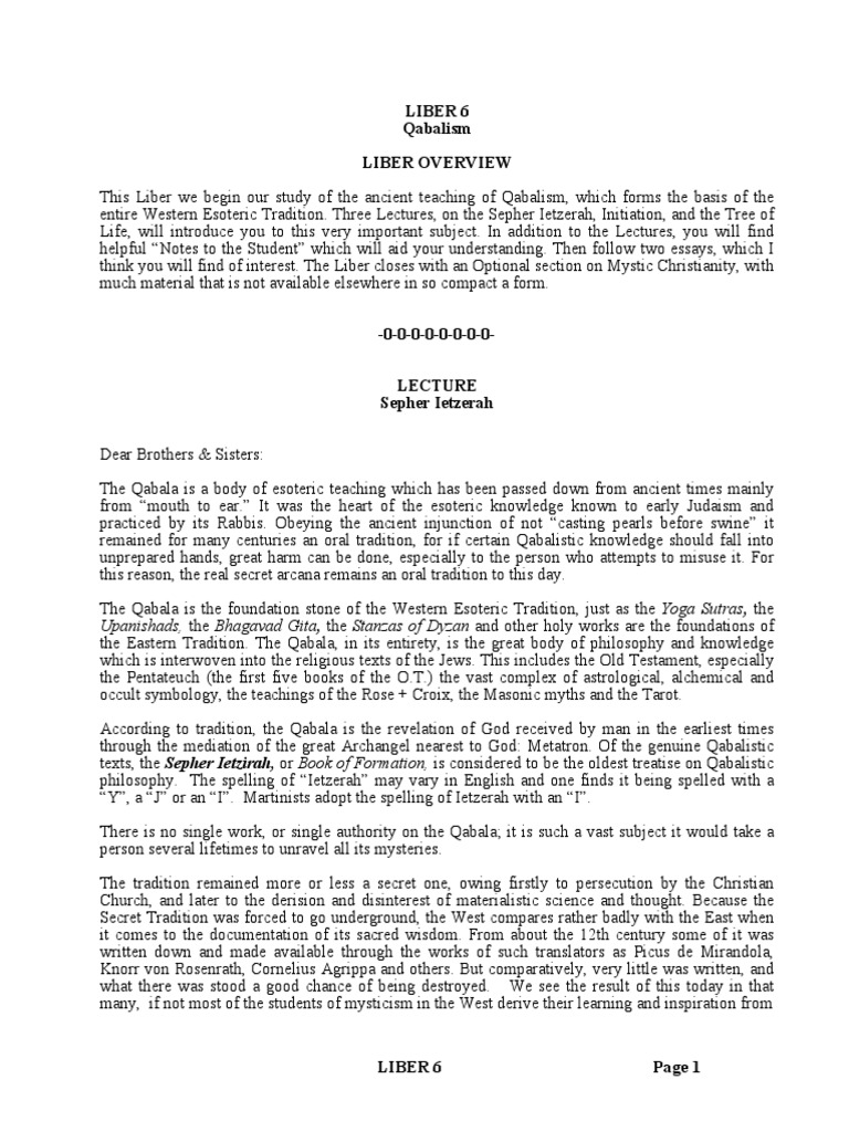 Liber 6 Qabalism Liber Overview | PDF | Genesis Creation Narrative ...
