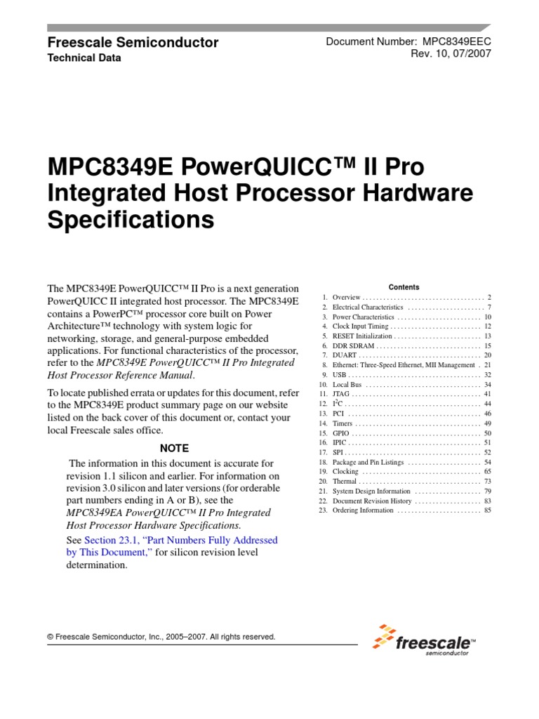 Mpc8349E Powerquicc™ Ii Pro Integrated Host Processor Hardware Specifications | PDF | Cpu Cache ...