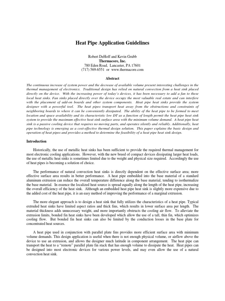 Heat Pipe Application Guidelines | PDF | Sintering | Heat Transfer