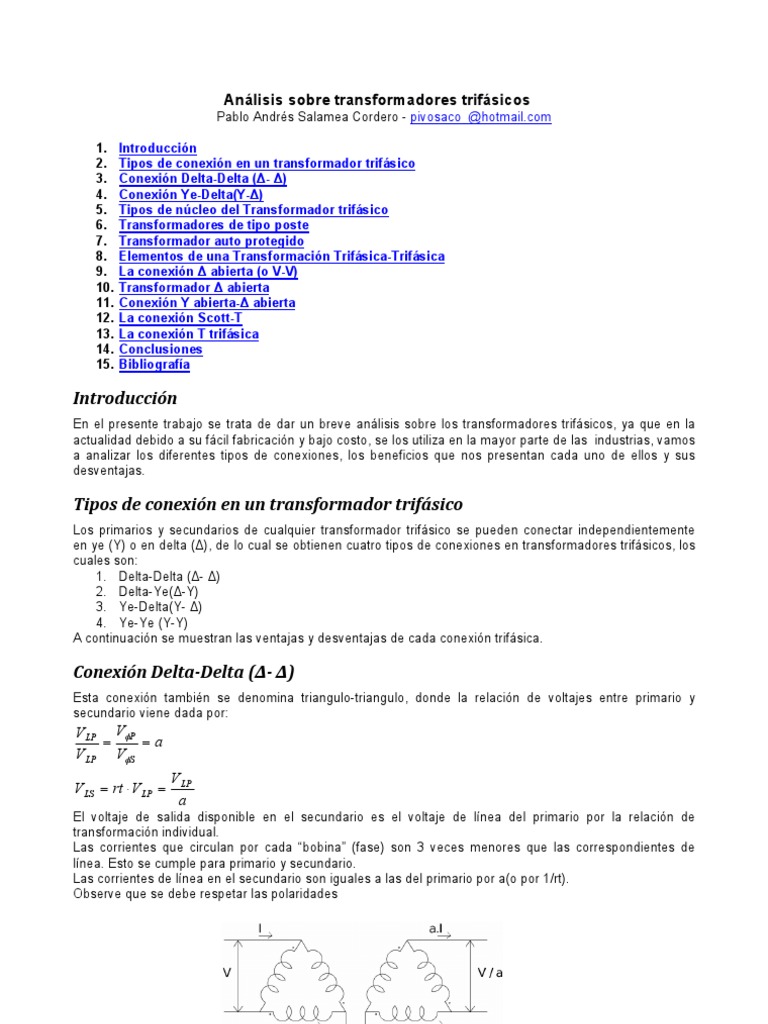 Conexion Delta Abierta | PDF | Transformador | Corriente eléctrica