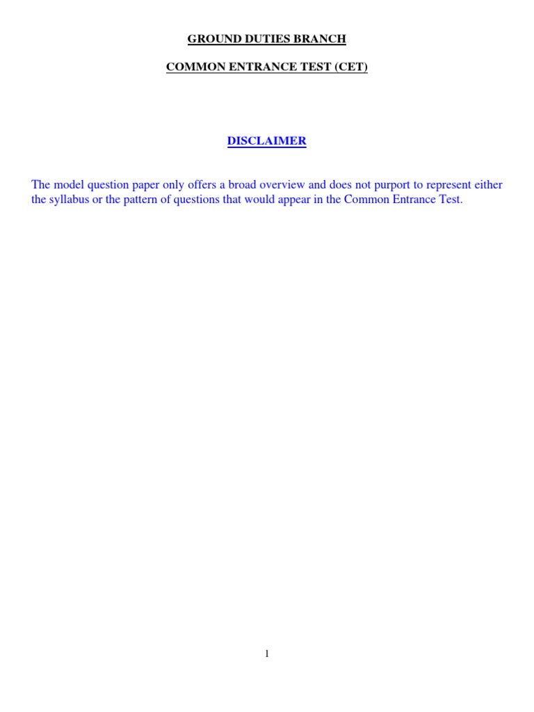 CET Model Question Paper for Air Force | PDF