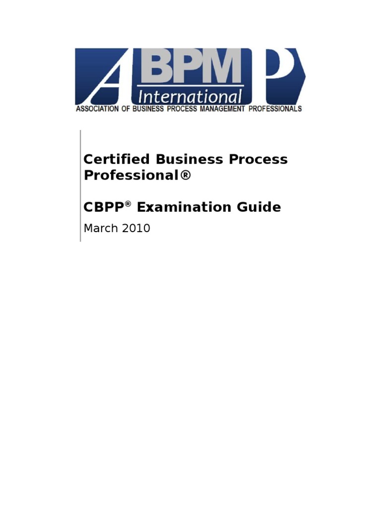 Certified Business Process Professional® CBPP: Examination Guide | PDF ...