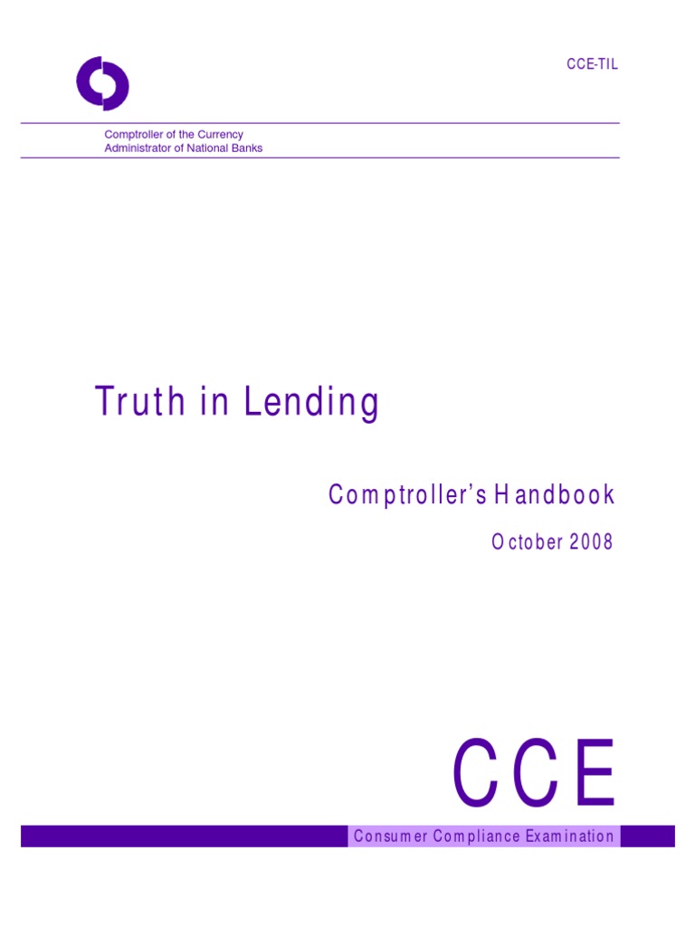 TILA Regulators Handbook | PDF | Truth In Lending Act | Annual ...