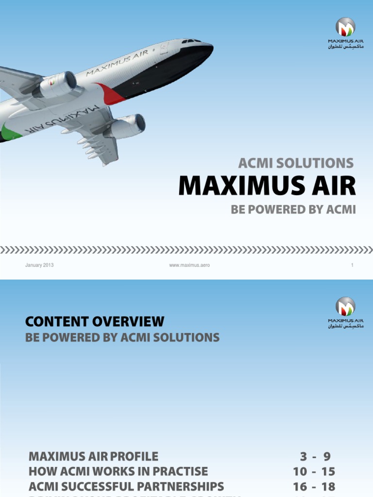 Maximus Air ACMI Solutions - Jan2013 | PDF | Airlines | Aviation