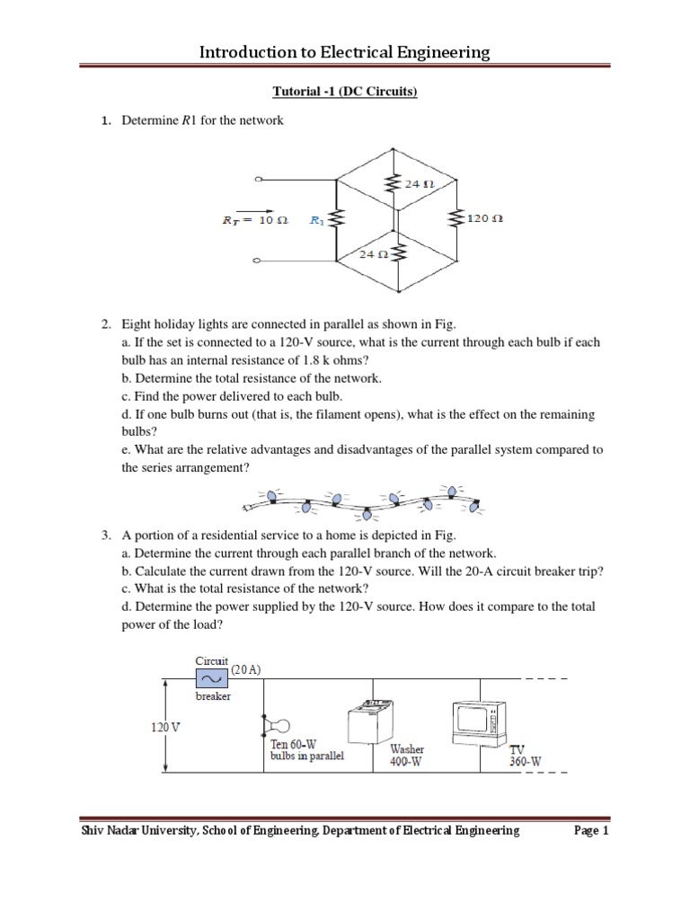 Introduction To Electrical Engineering Tut 1 | PDF