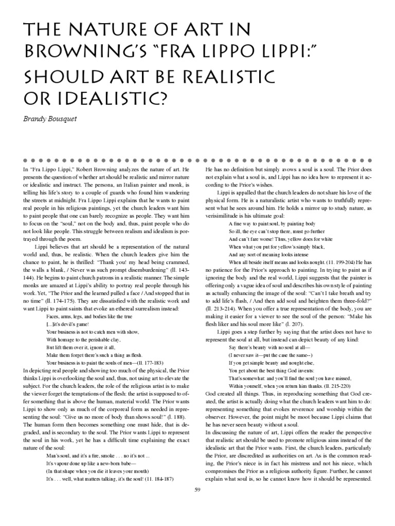 The Nature of Art in Browning's "Fra Lippo Lippi:" | PDF | Soul | Paintings
