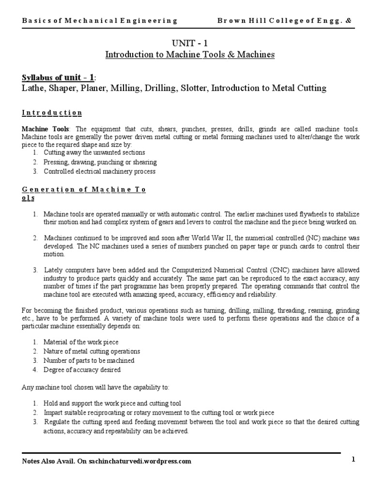 Introduction to Machine Tools | PDF | Drill | Machine Tool