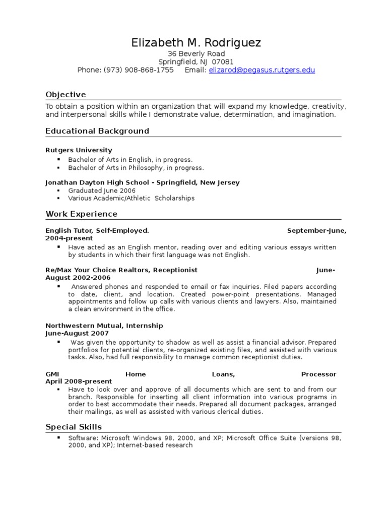 Elizabeth M. Rodriguez Resume | PDF