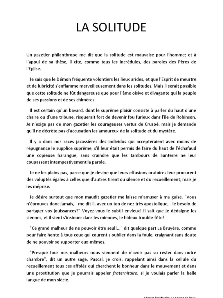 La Solitude | PDF