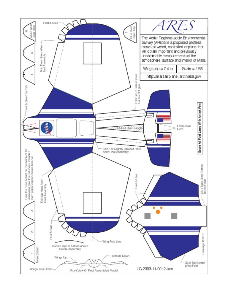 Mars ARES Paper Airplane Model Template | PDF | Technology & Engineering
