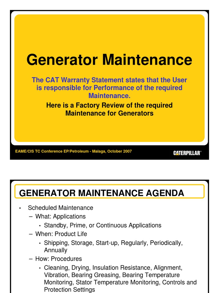 Generator Maintenance | PDF | Electric Generator | Bearing (Mechanical)