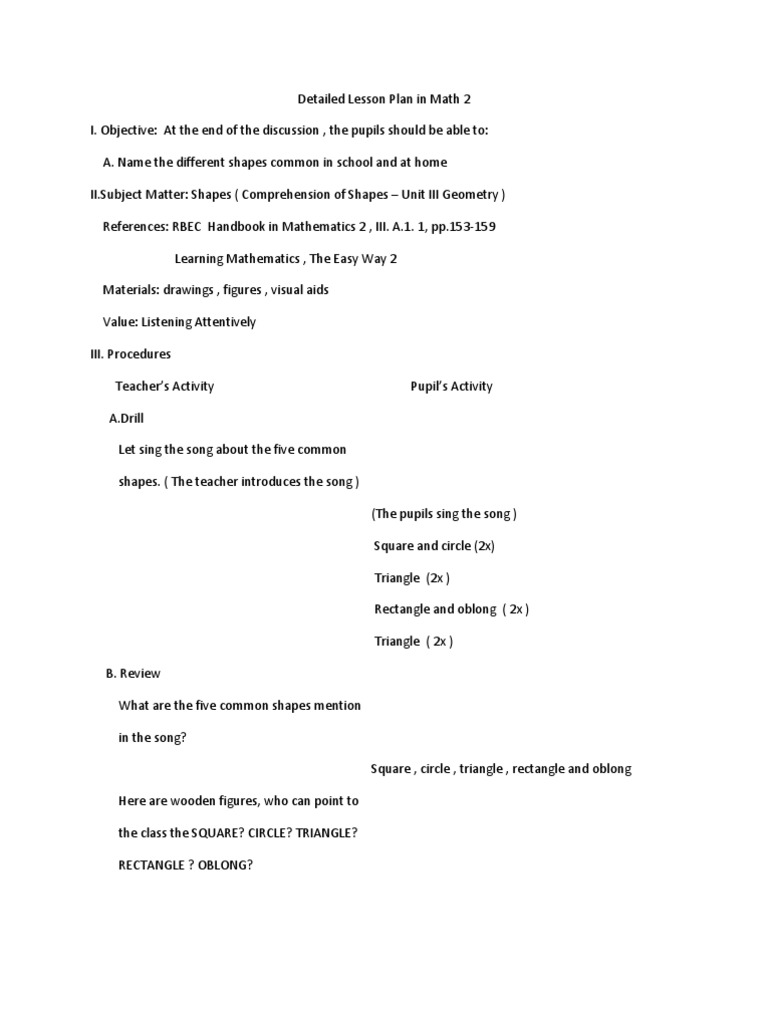 Detailed Lesson Plan in Math 2 | PDF