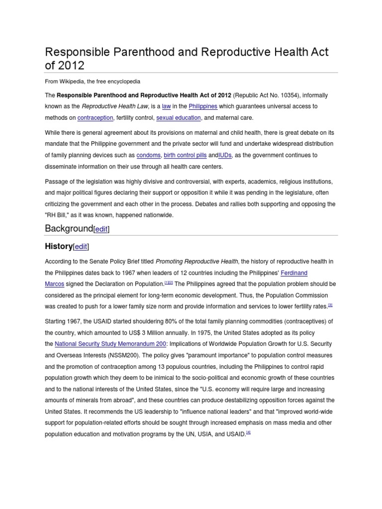 Philippines Reproductive Health Law | PDF | Family Planning | Birth Control