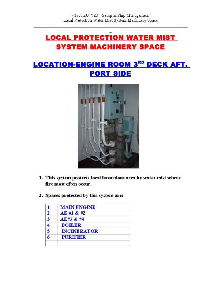 Water Mist System On Ship | PDF | Fire Sprinkler System | Valve