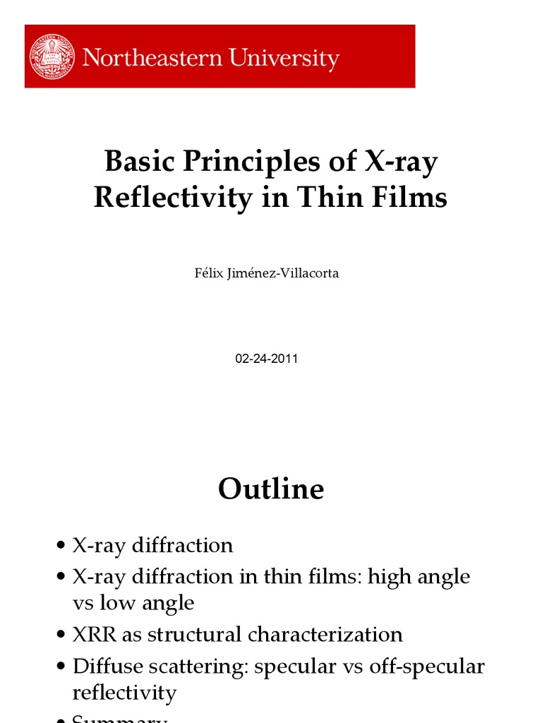 Basic Principles of X-Ray Reflectivity in Thin Films - Felix Jimenez ...
