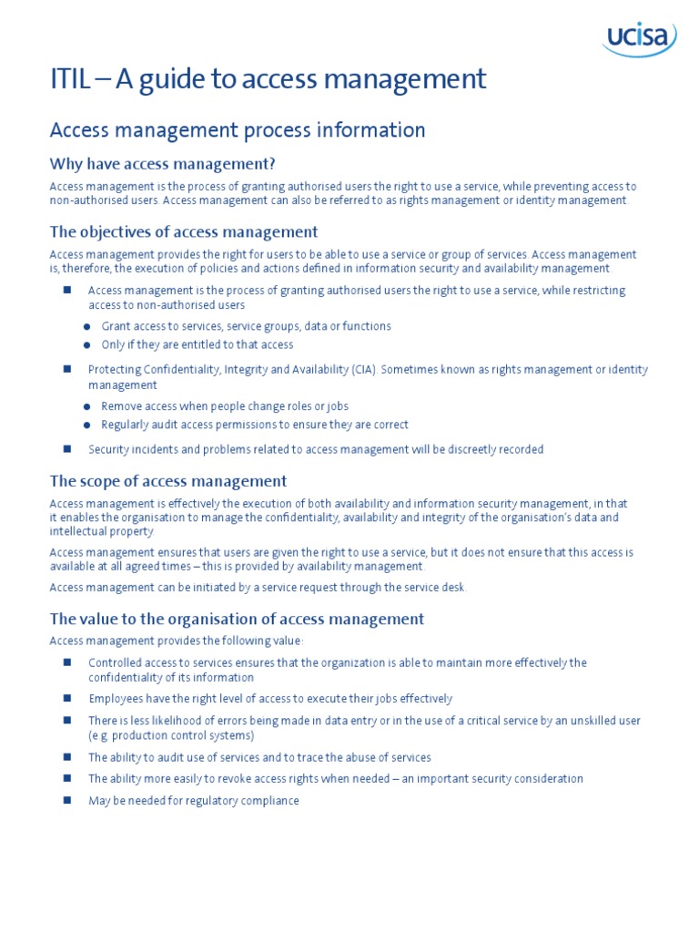 ITIL Access Management Process Guide | PDF | Itil | Information Security