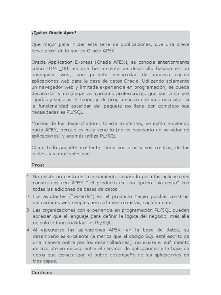 Qué Es Oracle Apex | Descargar gratis PDF | Point and Click ... Qué Es Oracle Apex | Descargar gratis PDF | Point and Click ...