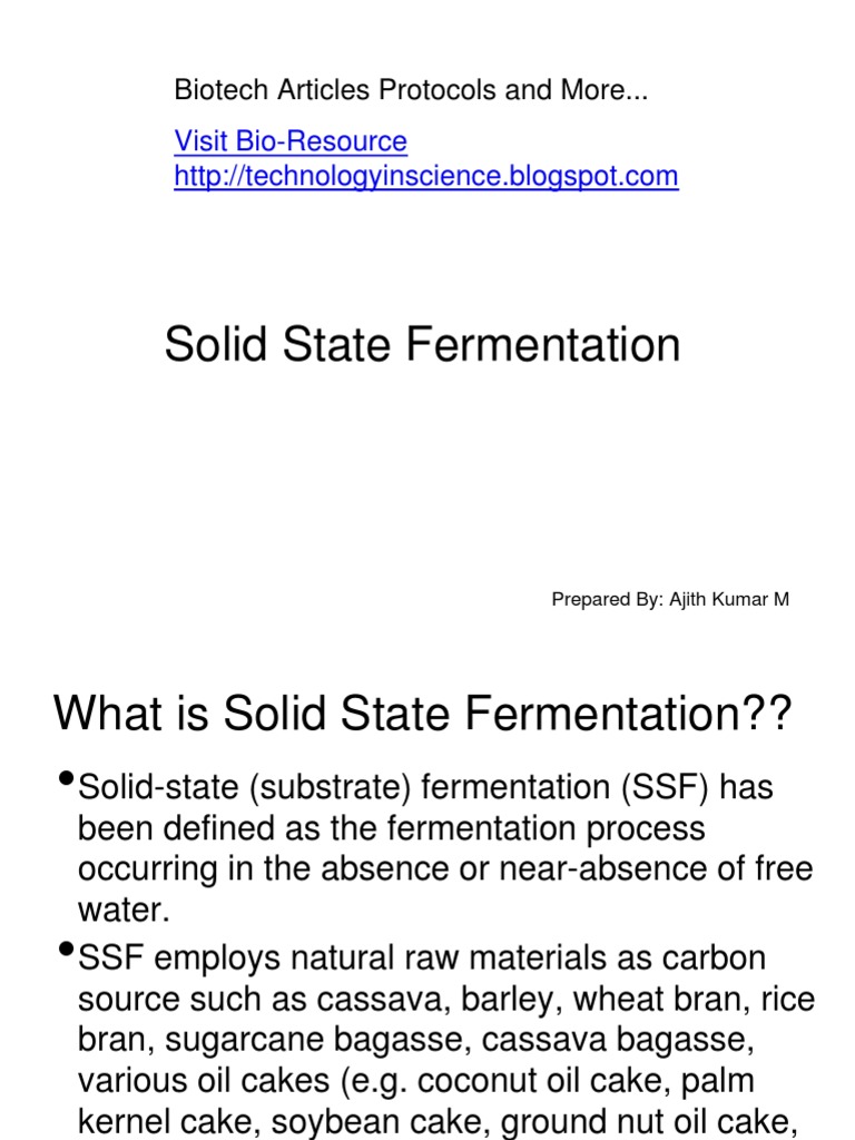 Solid State Fermentation / Solid Substrate Fermentation | PDF | Brewing ...