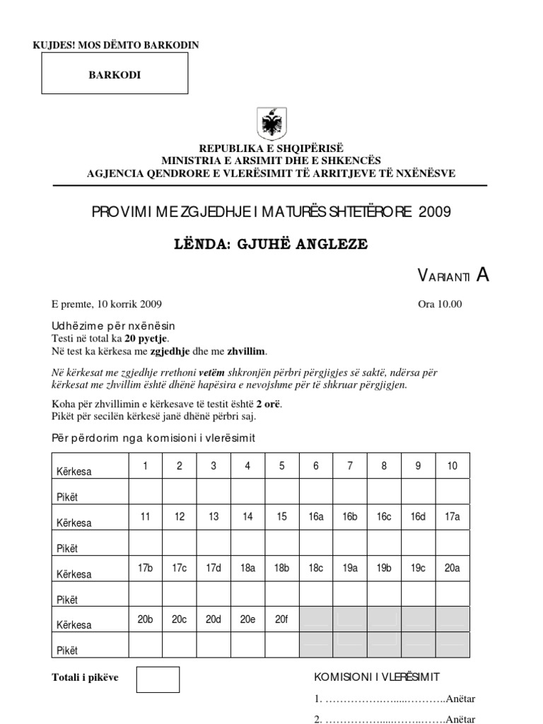 Anglisht- Varianti A | Languages