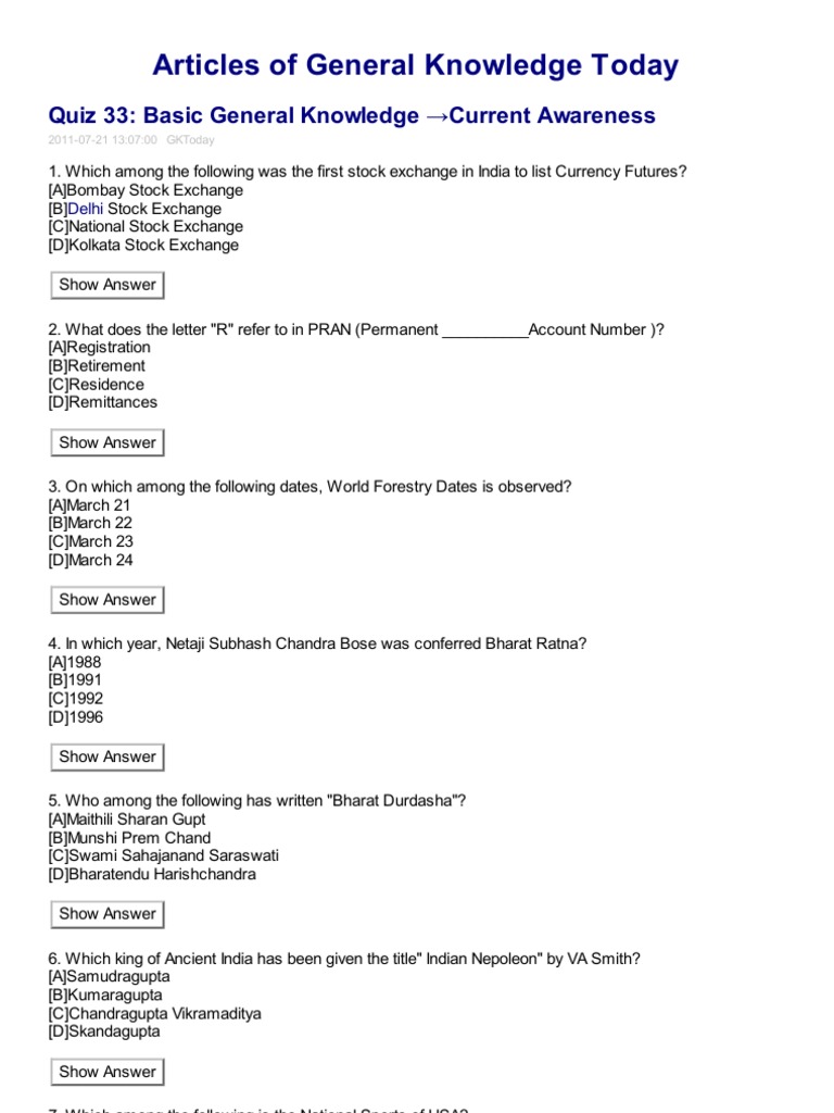 General Knowledge Today-33-Current Affairs | PDF | Languages