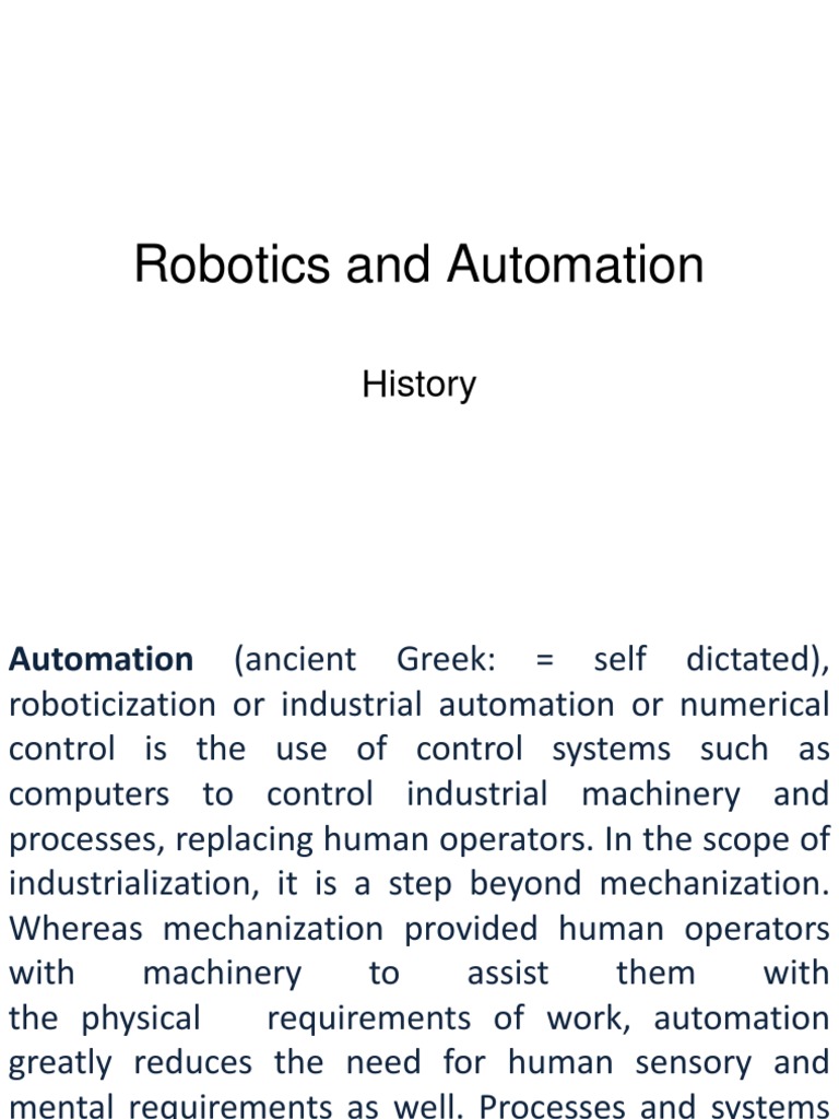 Robotics and Automation History | PDF | Home & Garden | Computers