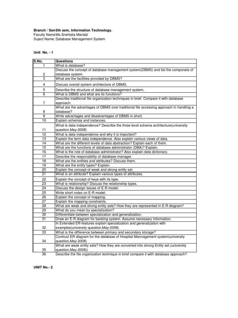QB Dbms | PDF | Relational Model | Relational Database