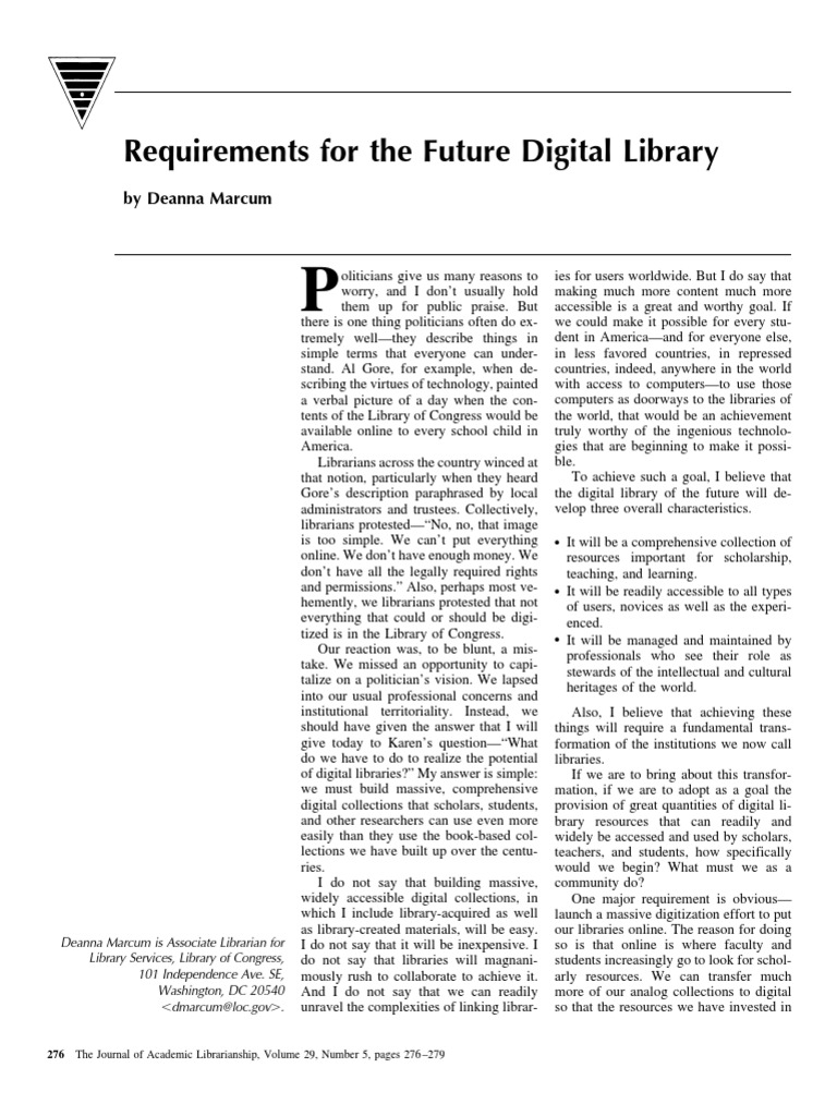 Requirements For The Future Digital Library PDF | PDF | Digital Library ...