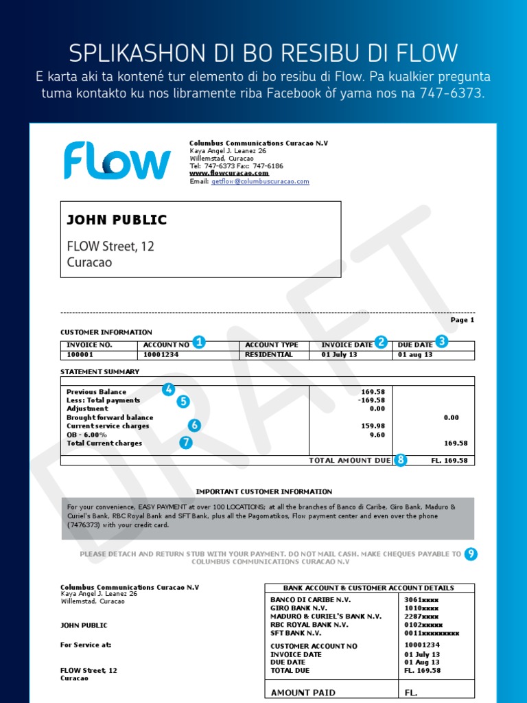 Flow Bill Explanation (Papiamentu) | PDF | Invoice | Banks