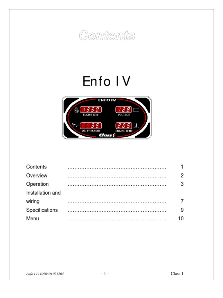 Class 1 Enfo IV - Full Manual 02-12-04 | PDF | Amplifier | Ignition System