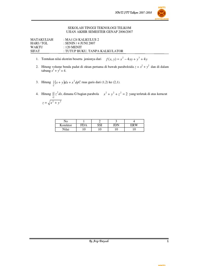 1001 Soal Solusi Uas Kalkulus II | PDF