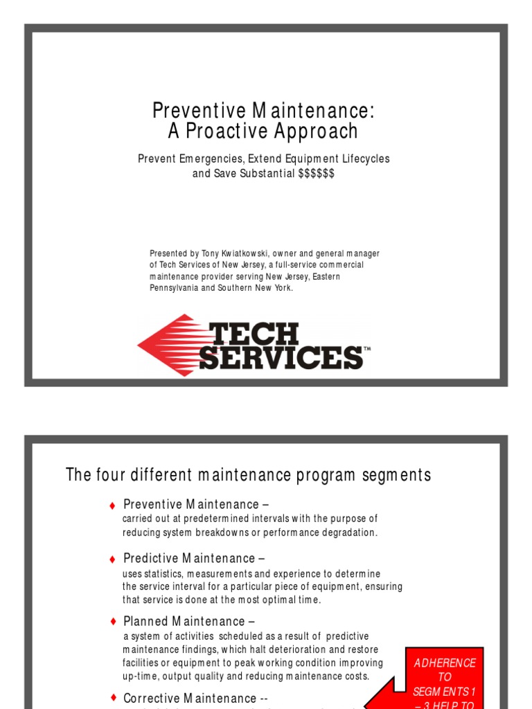 Preventive Maintenance Presentation | PDF | Maintenance | Infant Mortality