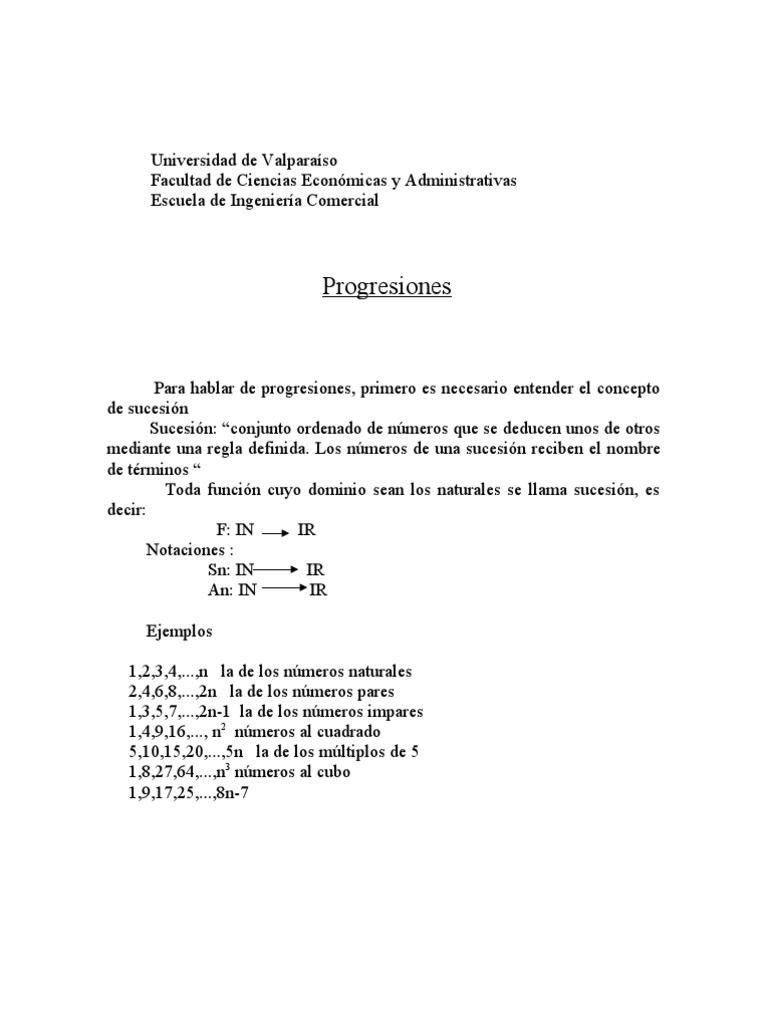 Progresiones | PDF | Secuencia | Aritmética