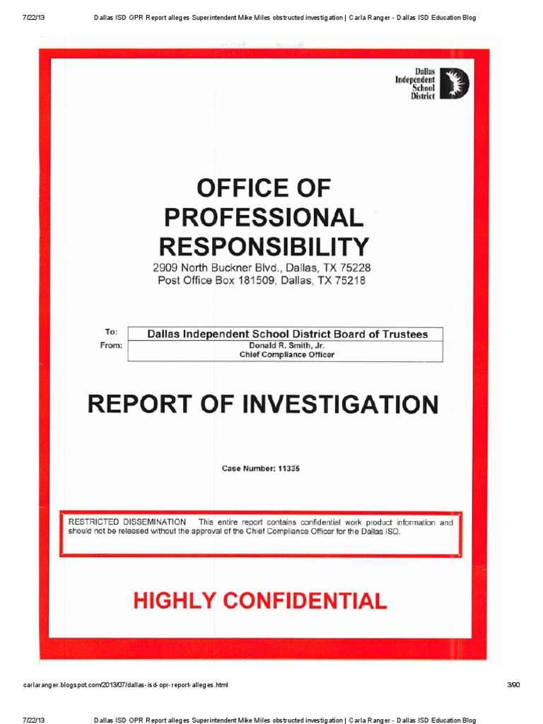 OPR Report On Superintendent Mike Miles Contract, Investigation ...