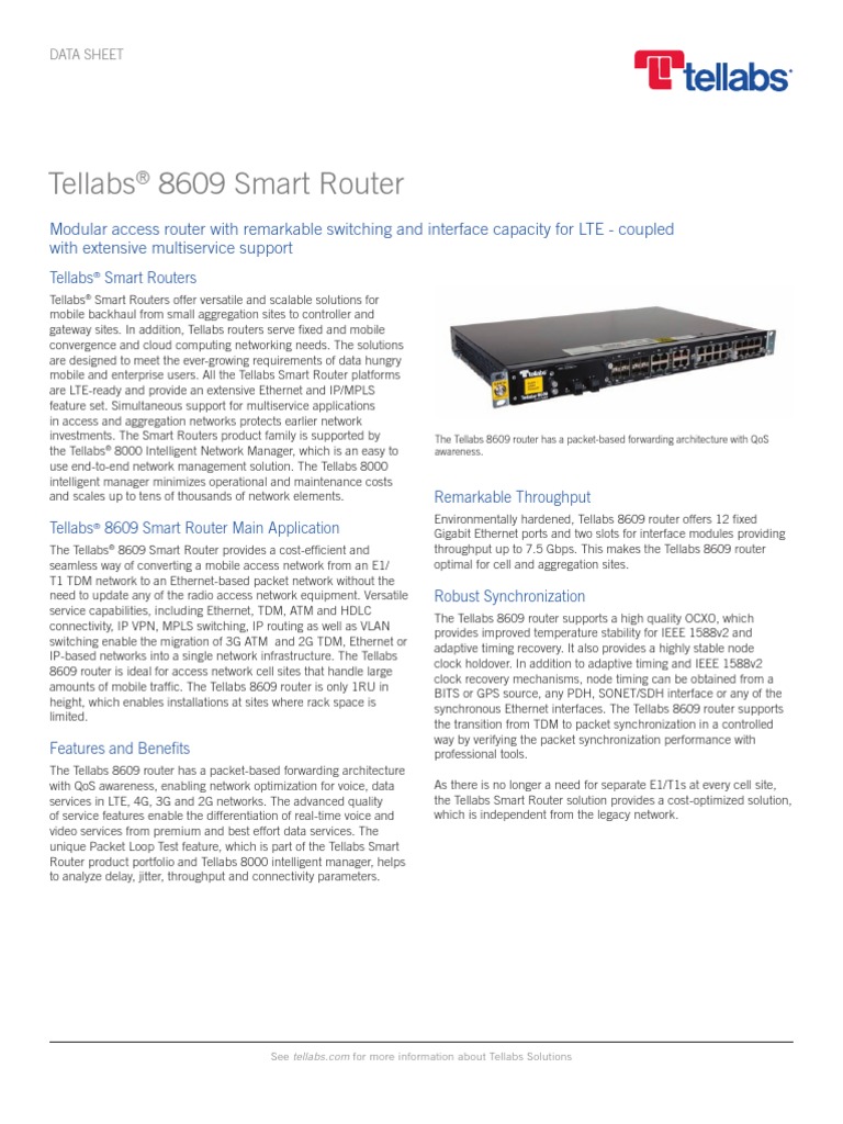 Tellabs 8609 | PDF | Multiprotocol Label Switching | Networking