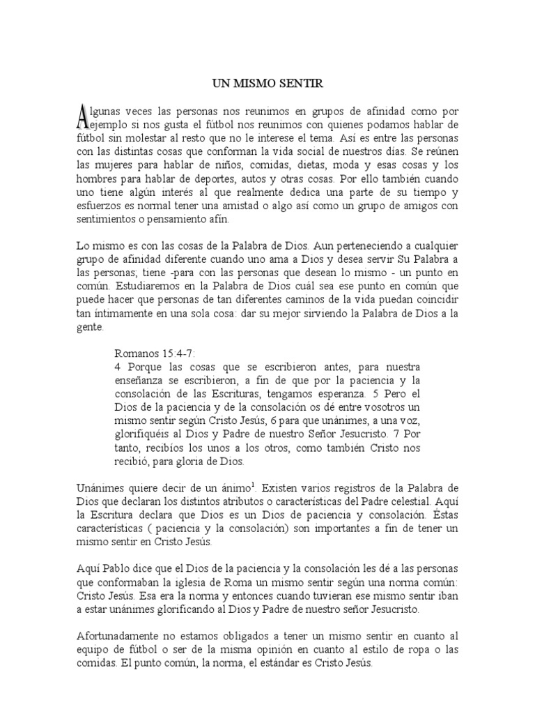 Un Mismo Sentir | PDF | Cristo (título) | Jesús