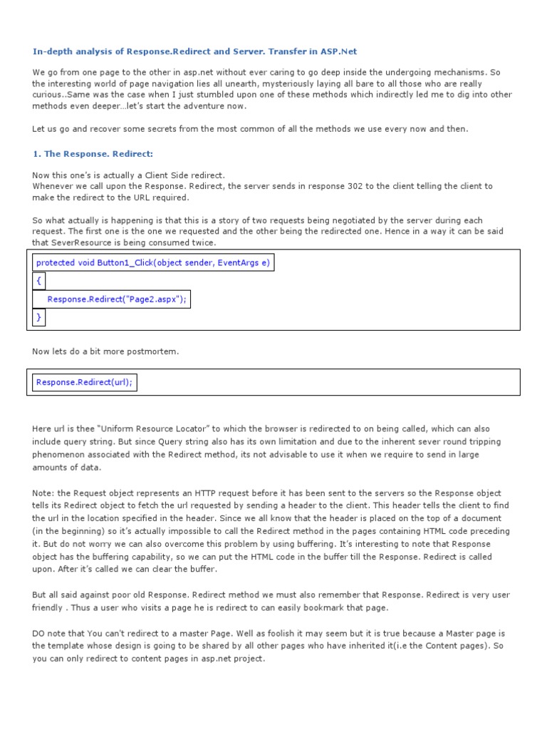 Protected Void Button1 - Click (Object Sender, Eventargs E) (Response - Redirect ("Page2.Aspx ...