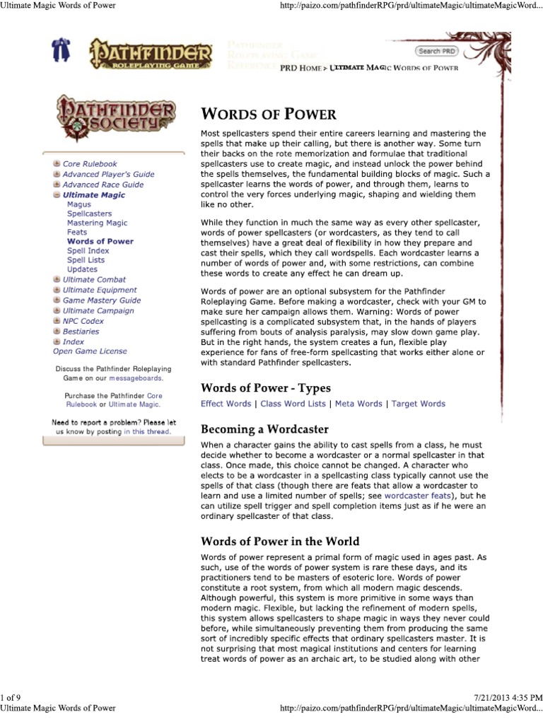 Ultimate Magic Words of Power | PDF | Fantasy Role Playing Games ...