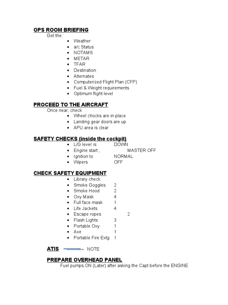 A320 Pre-Flight Briefing Checklist | PDF | Aviation | Aircraft