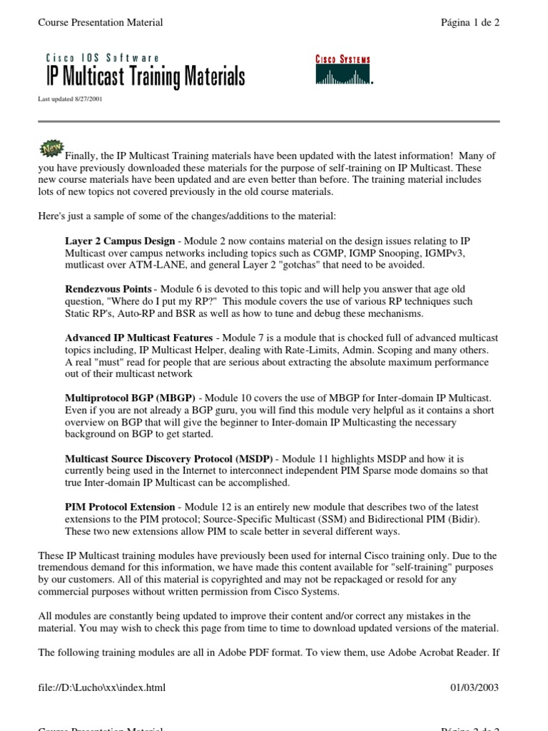 Cisco - IP Multicast Course | PDF | Multicast | Routing