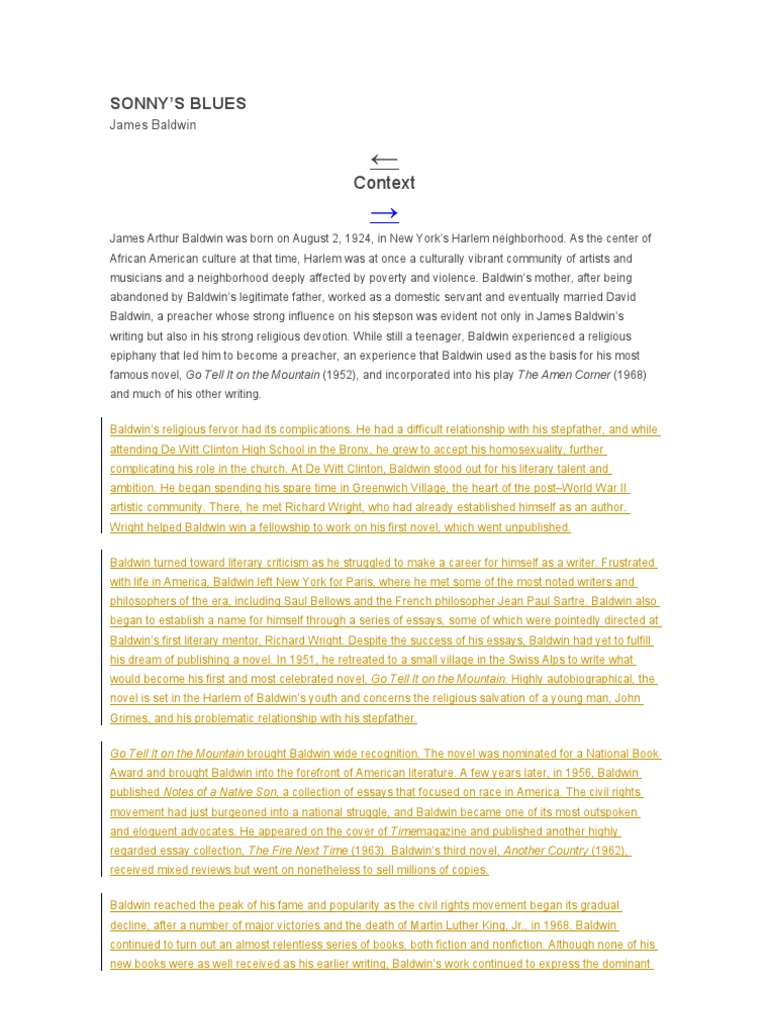 SONNY's BLUES | PDF | Citation | Narration