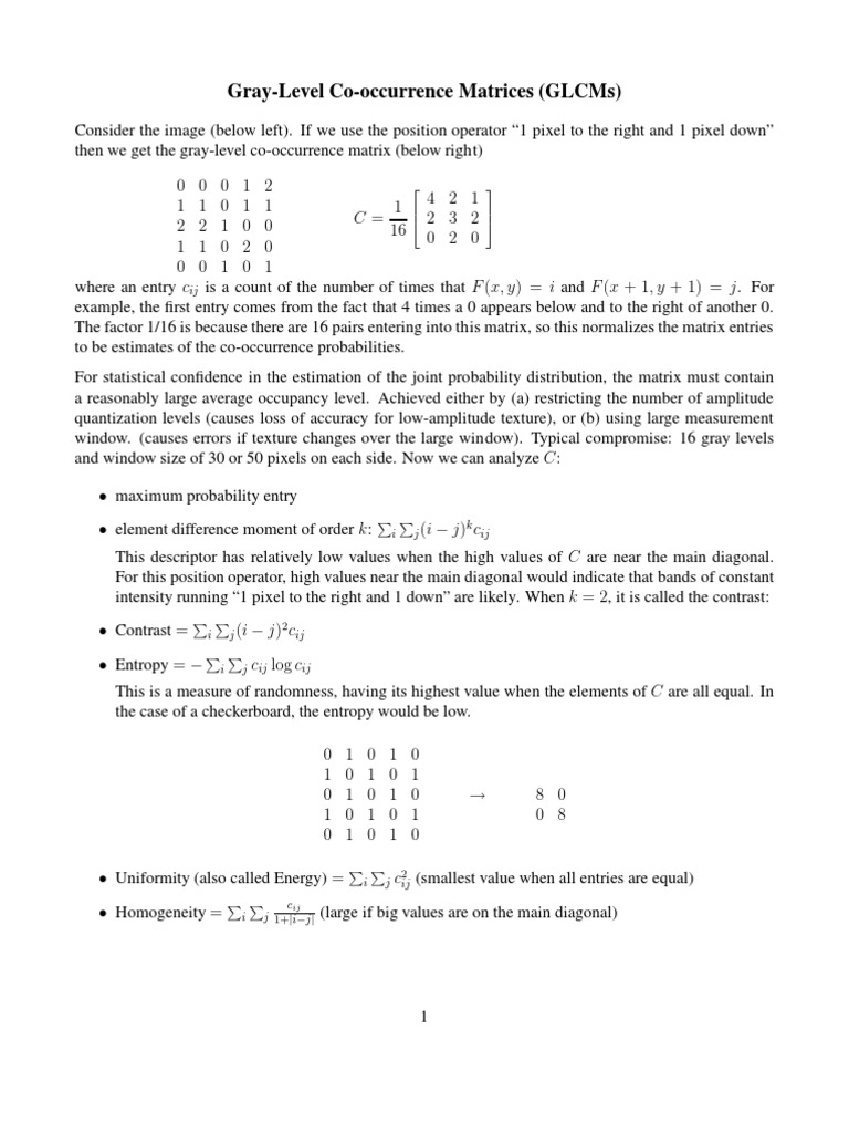 GLCM | PDF | Matrix (Mathematics) | Pixel