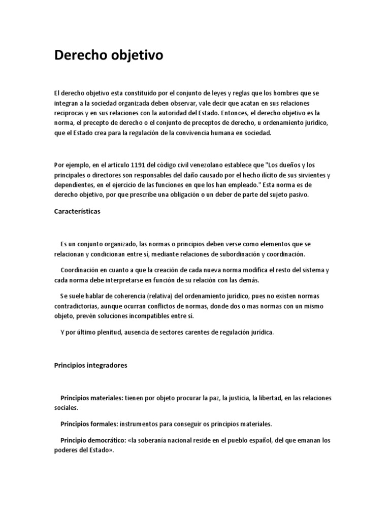 Derecho Objetivo y Subjetivo | PDF | Derechos | Principios éticos