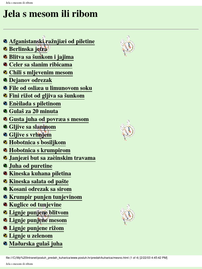 Jela S Mesom Ili Ribom | PDF