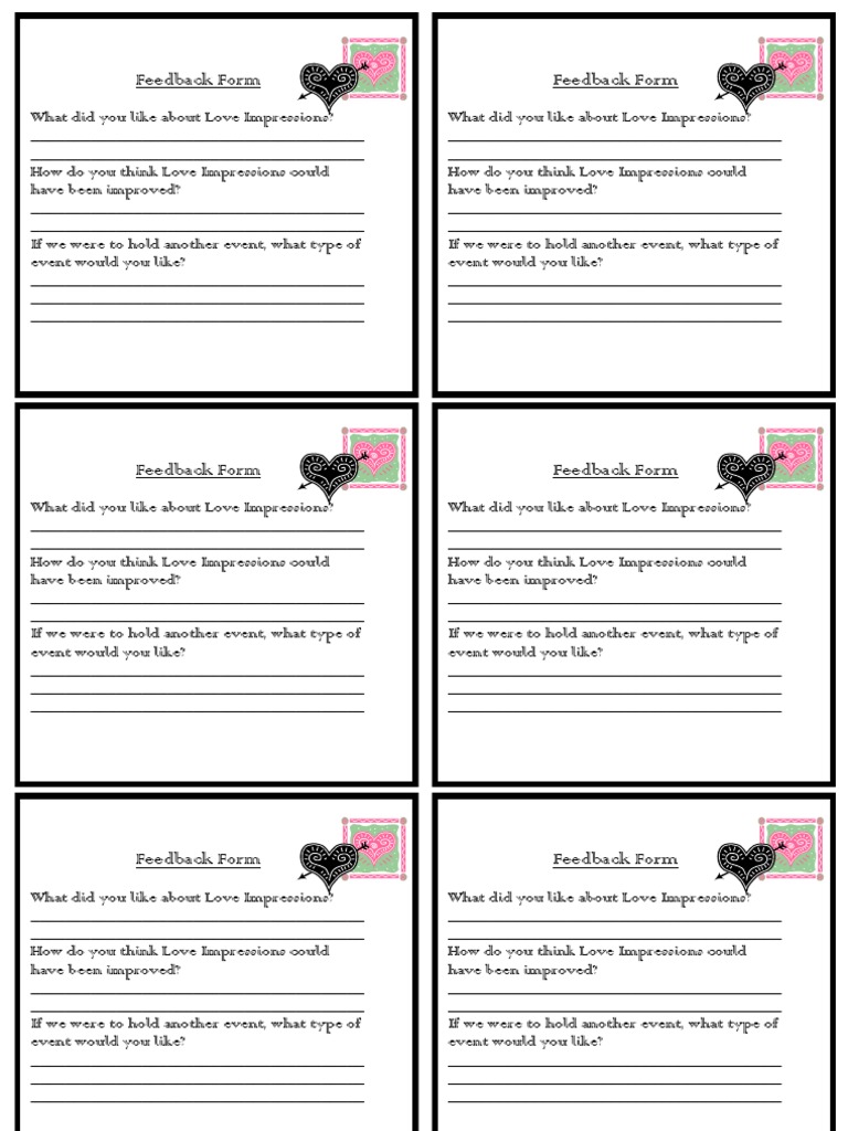 Love Impressions Feedback Form | PDF