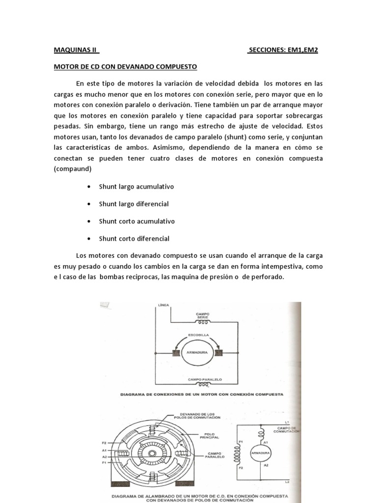 Motor de CD Con Devanado Compuesto | PDF | Inductor | Resistencia ...
