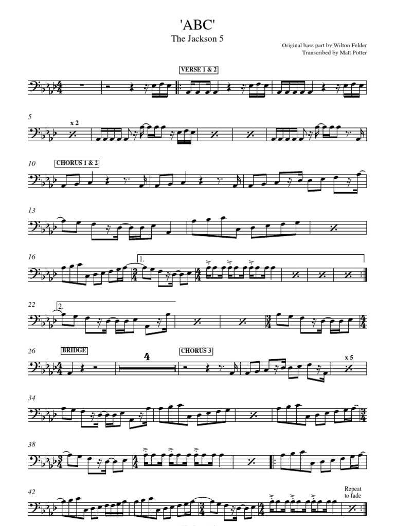 ABC Jackson 5 Bass Transcription | PDF